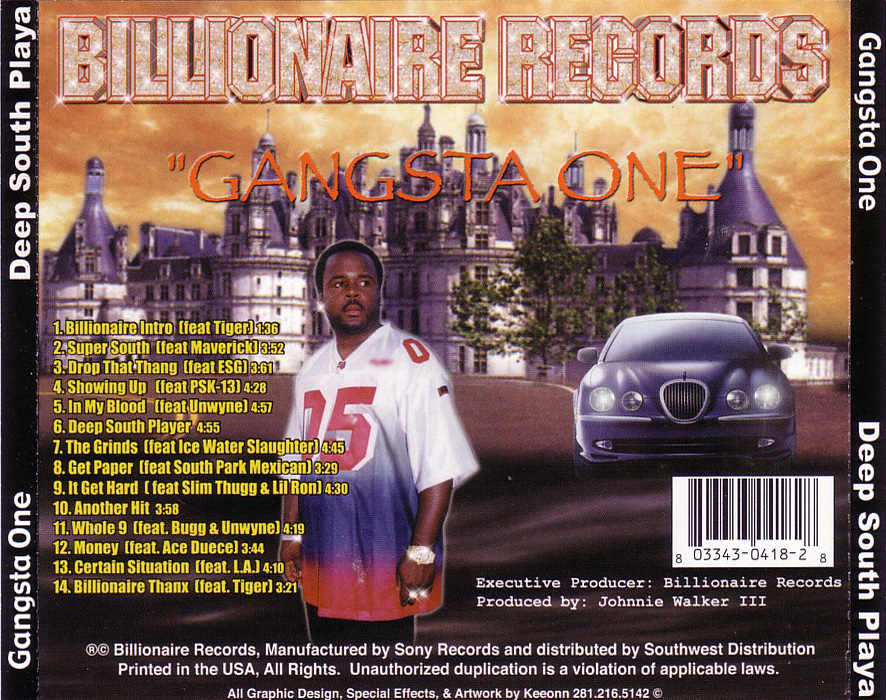 Deep South Playa by Gangsta One (CD 2001 Billionaire Records) in ...